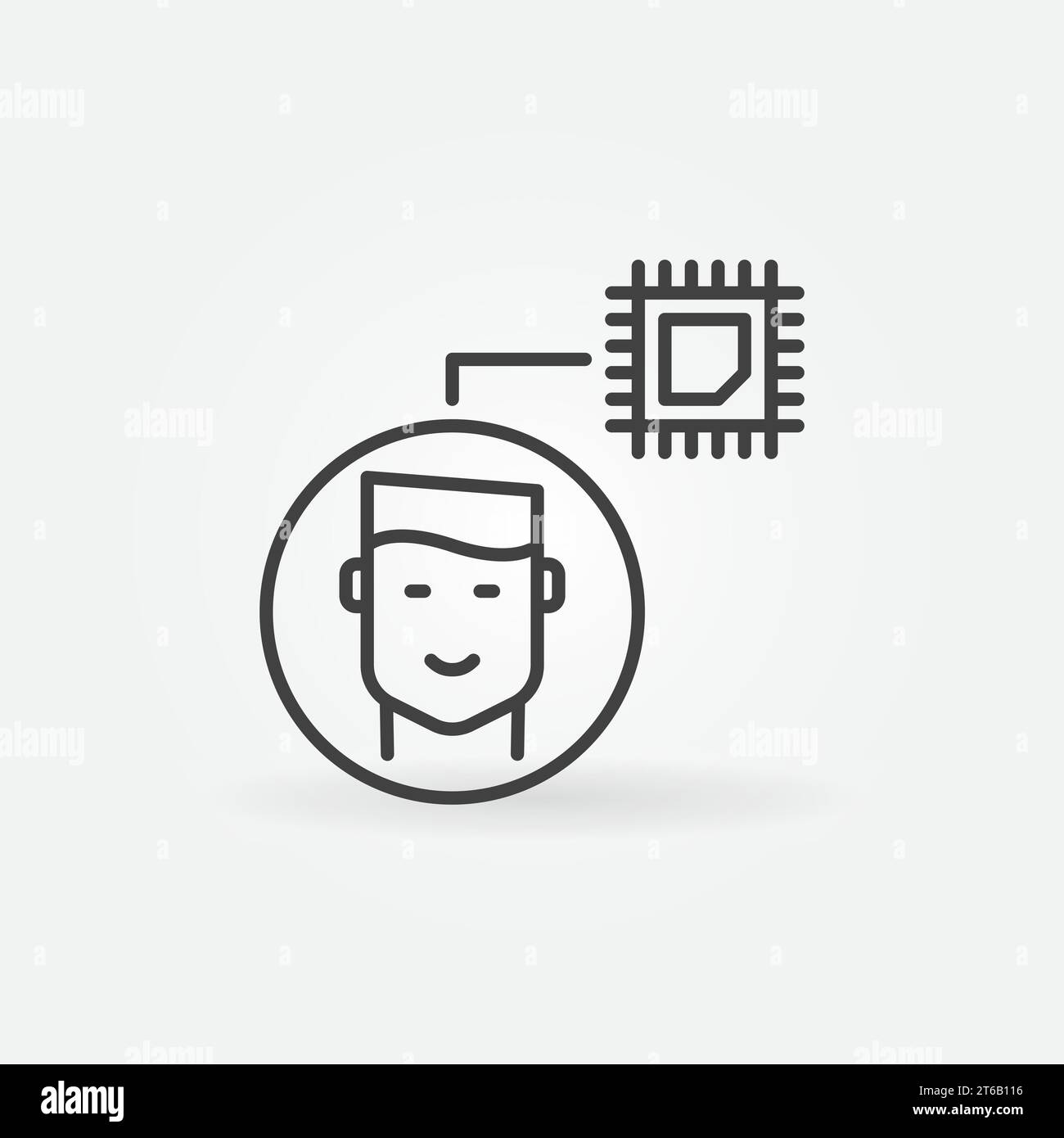 Man with Computer Chip outline vector concept icon or design element ...