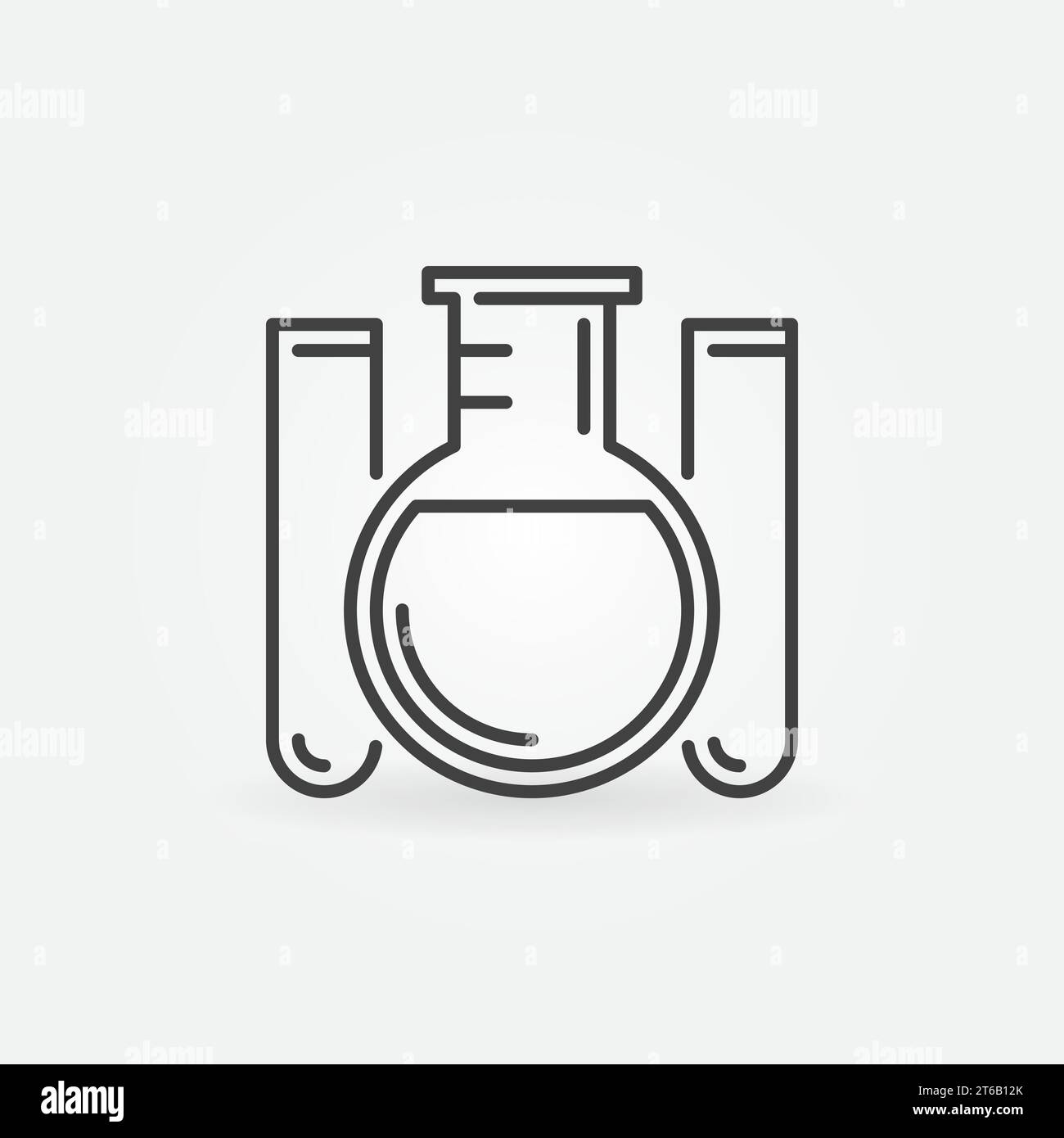 Round-bottom flask and test tubes linear concept icon - vector ...