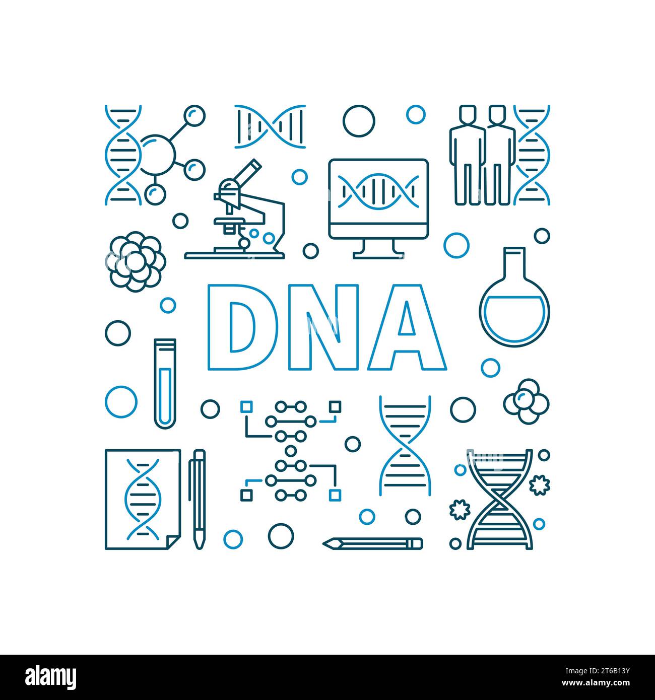 DNA vector square concept illustration made with deoxyribonucleic acid ...