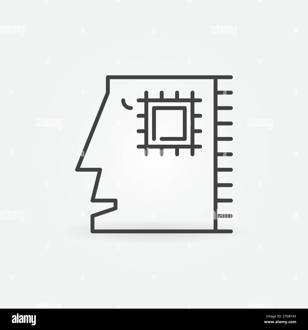 Abstract Human Head with Microchip vector thin line concept icon or ...