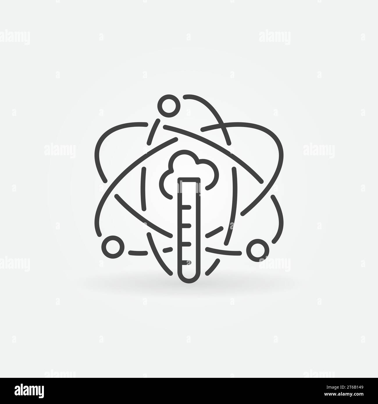 Test tube inside atom vector chemistry concept icon or symbol in thin ...