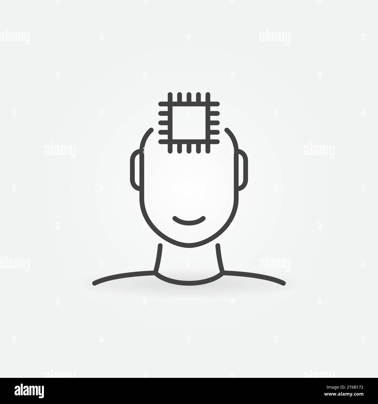 Human Face with Computer Chip linear vector concept icon or logo ...