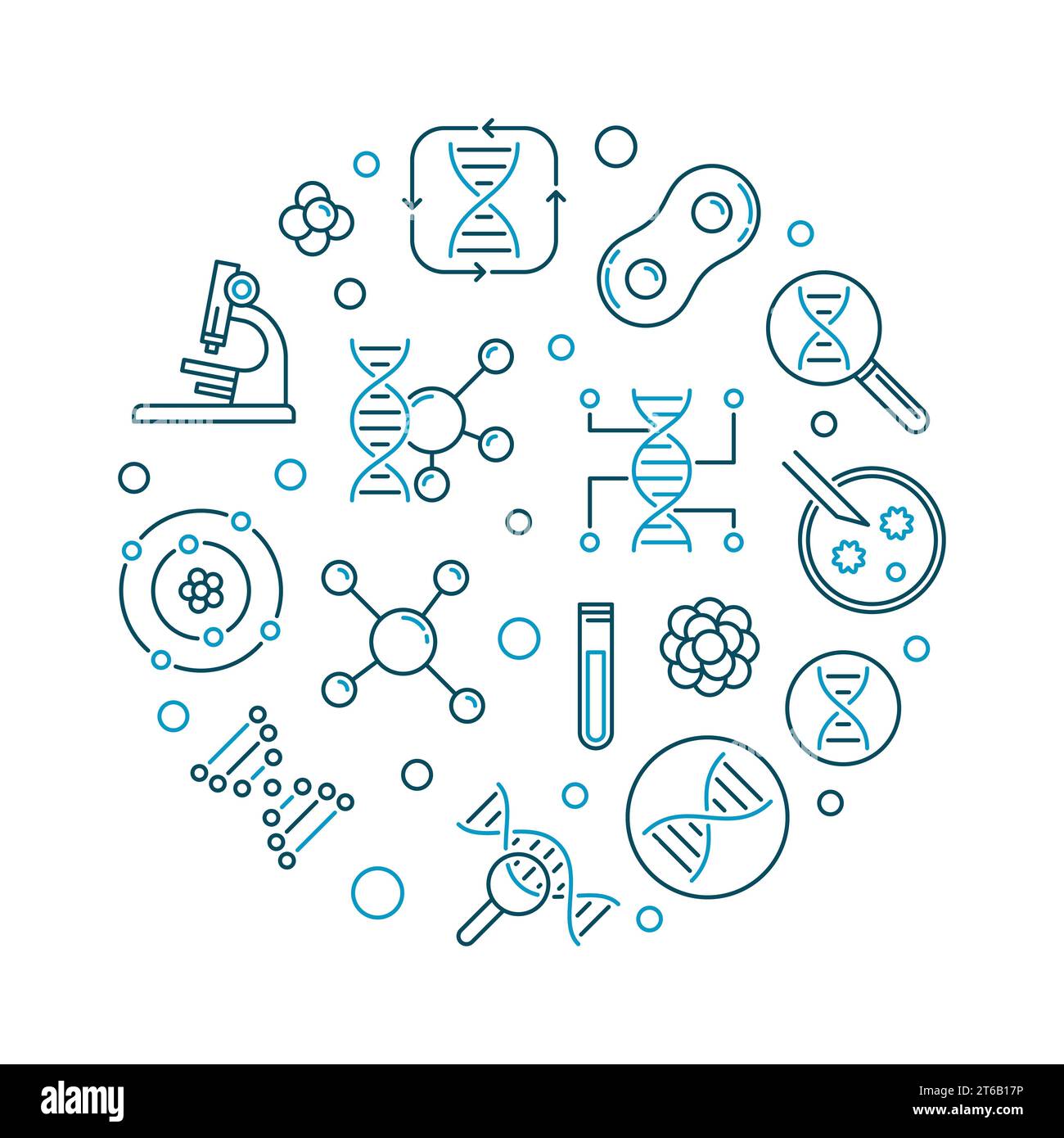 Genetic Information vector round modern concept illustration in thin ...