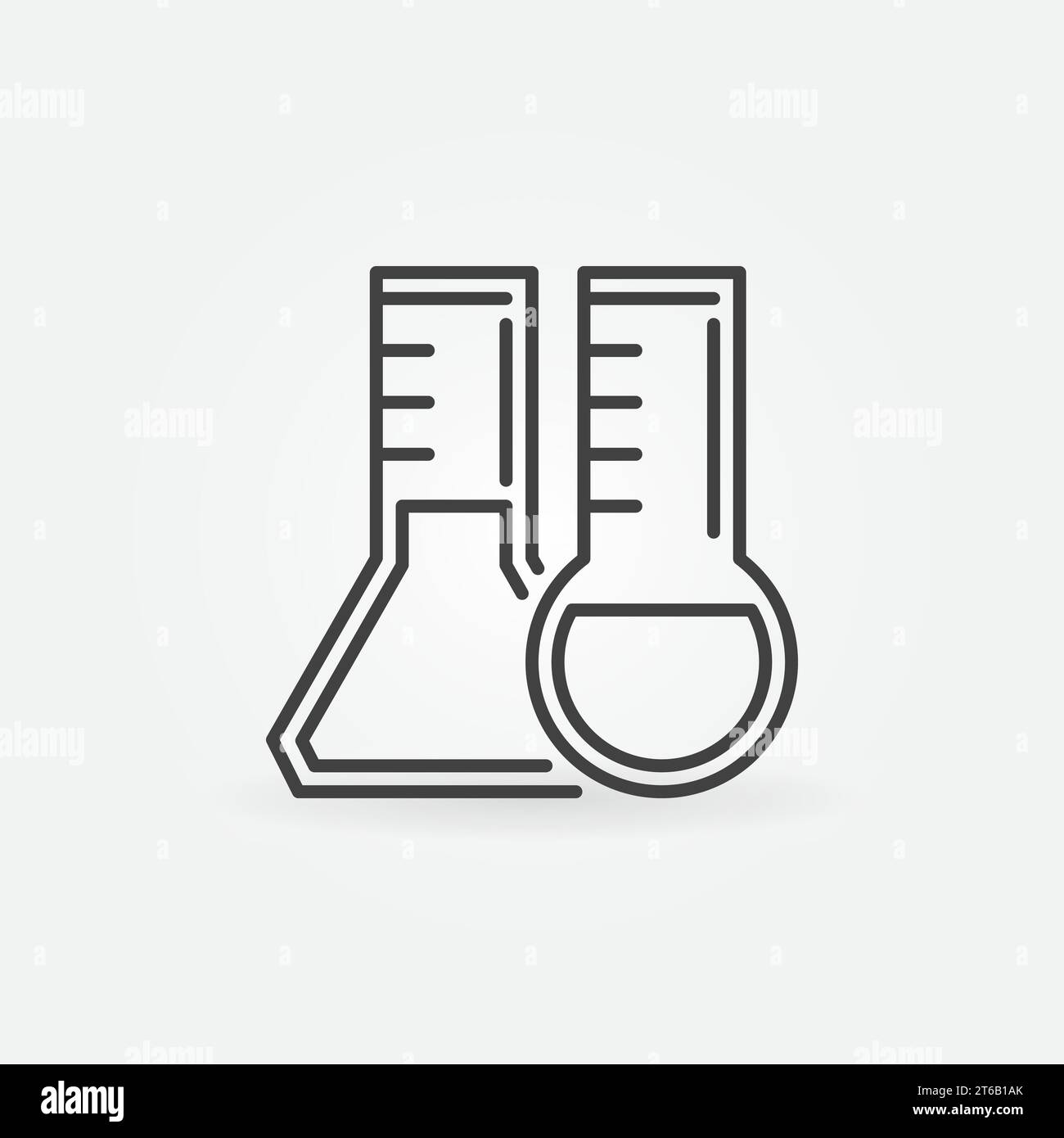 Conical and Round-bottom flask linear concept icon. Vector chemistry ...