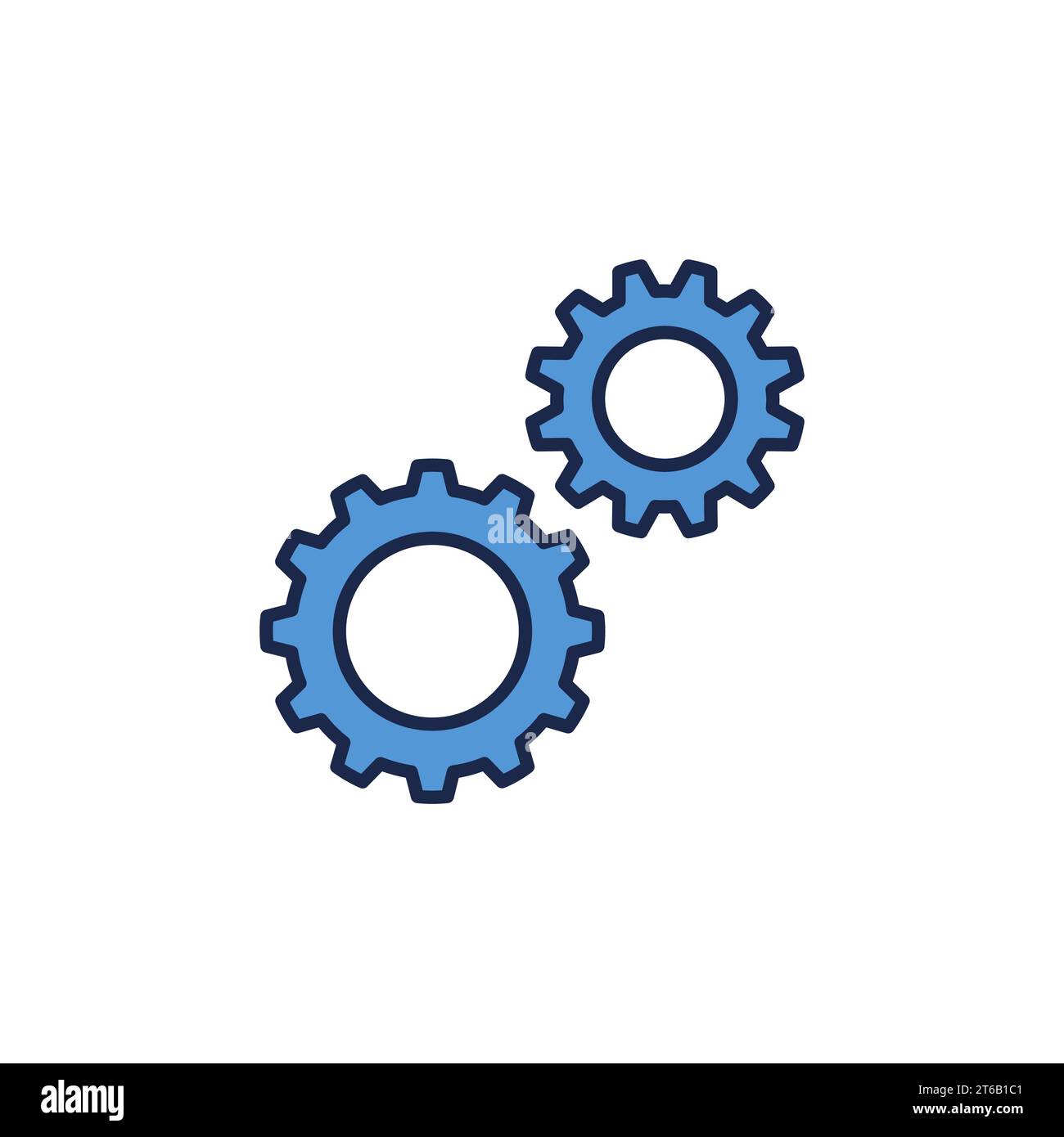 Two Cogs creative icon. Settings vector concept blue symbol on white ...