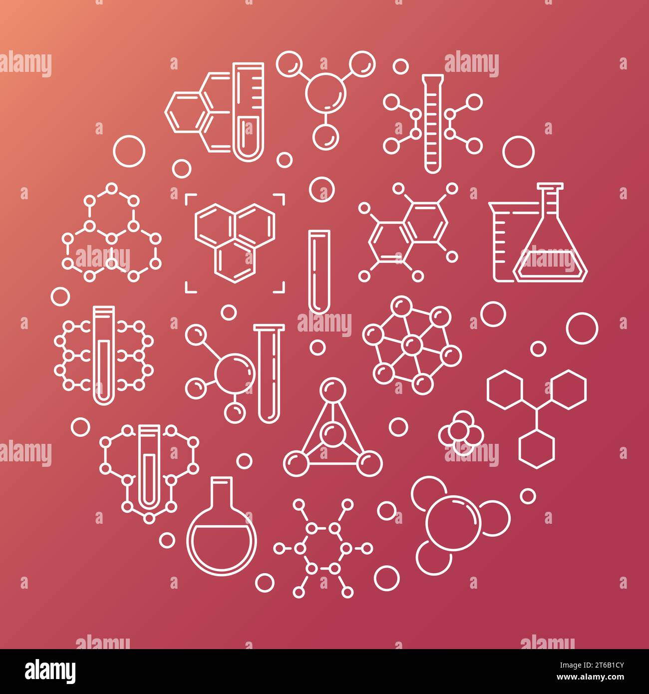 Chemical concept linear background. Vector Chemistry round outline ...