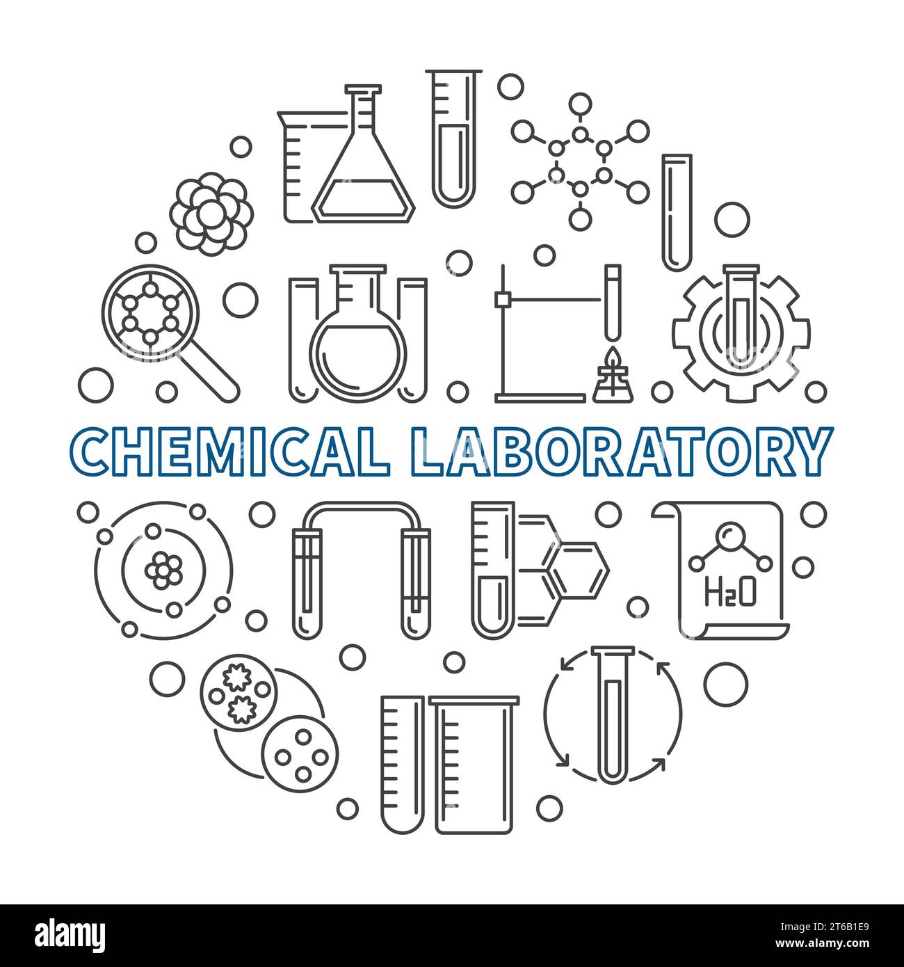Chemical Laboratory vector concept round outline illustration ...