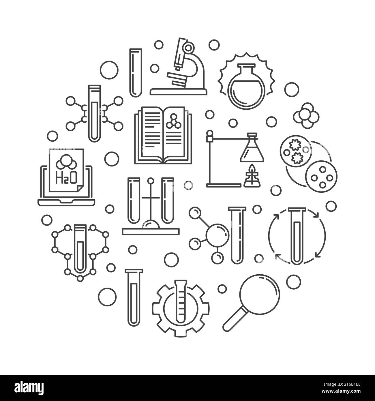 Chemistry or Chemical Science vector concept circular illustration in ...
