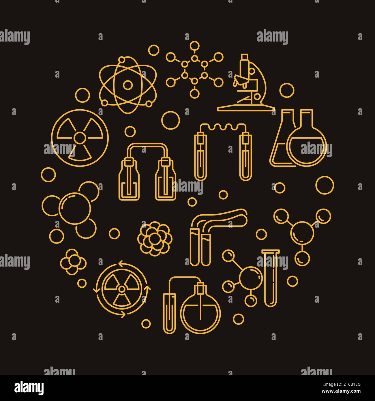 Chemistry of Radioactive Elements vector concept yellow round outline ...