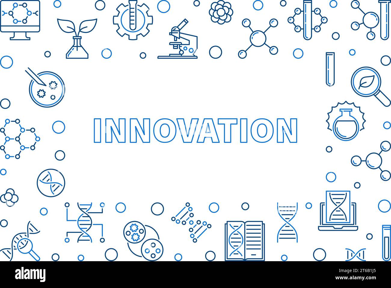 Innovation Science concept outline horizontal banner. Vector linear ... Innovation Science concept outline horizontal banner. Vector linear ...