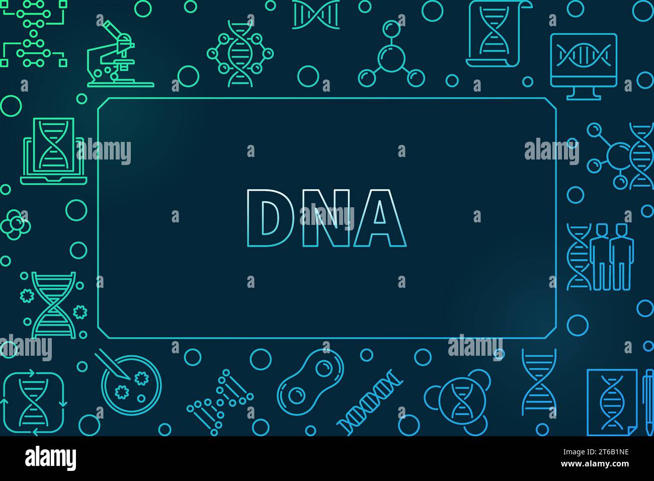 DNA horizontal colorful linear frame. Vector illustration made with ...