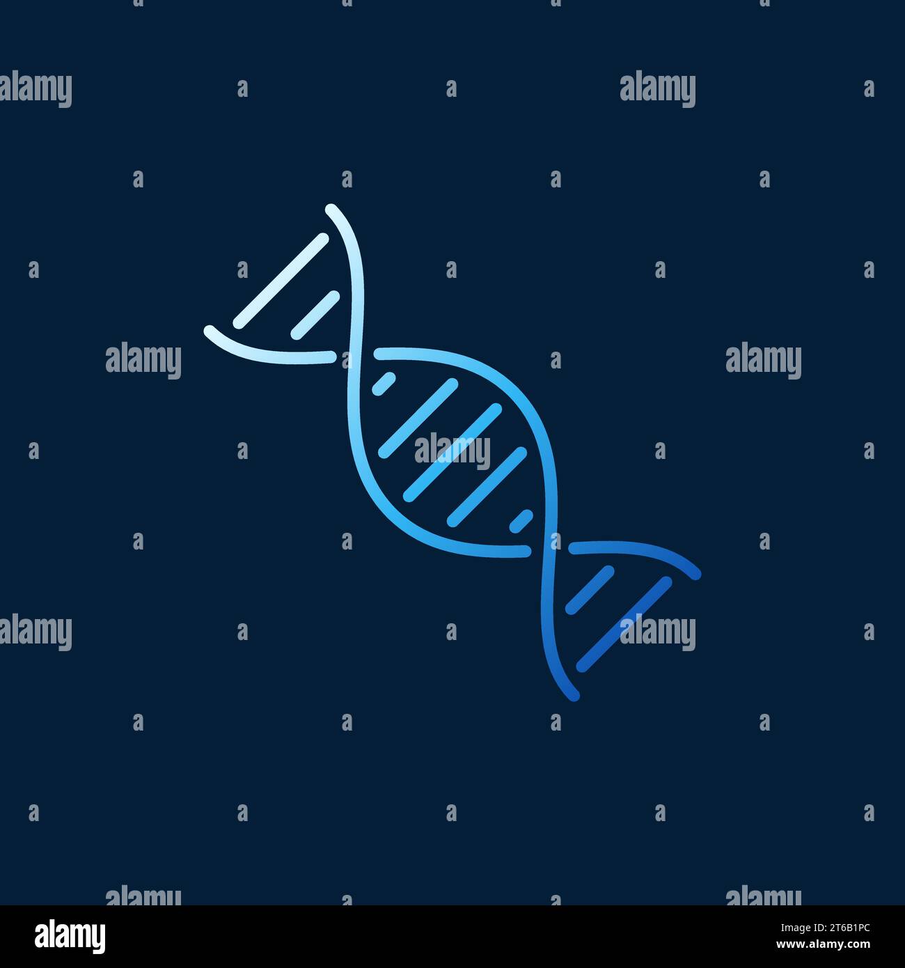 DNA Helix vector outline blue minimal icon or logo element on dark ...