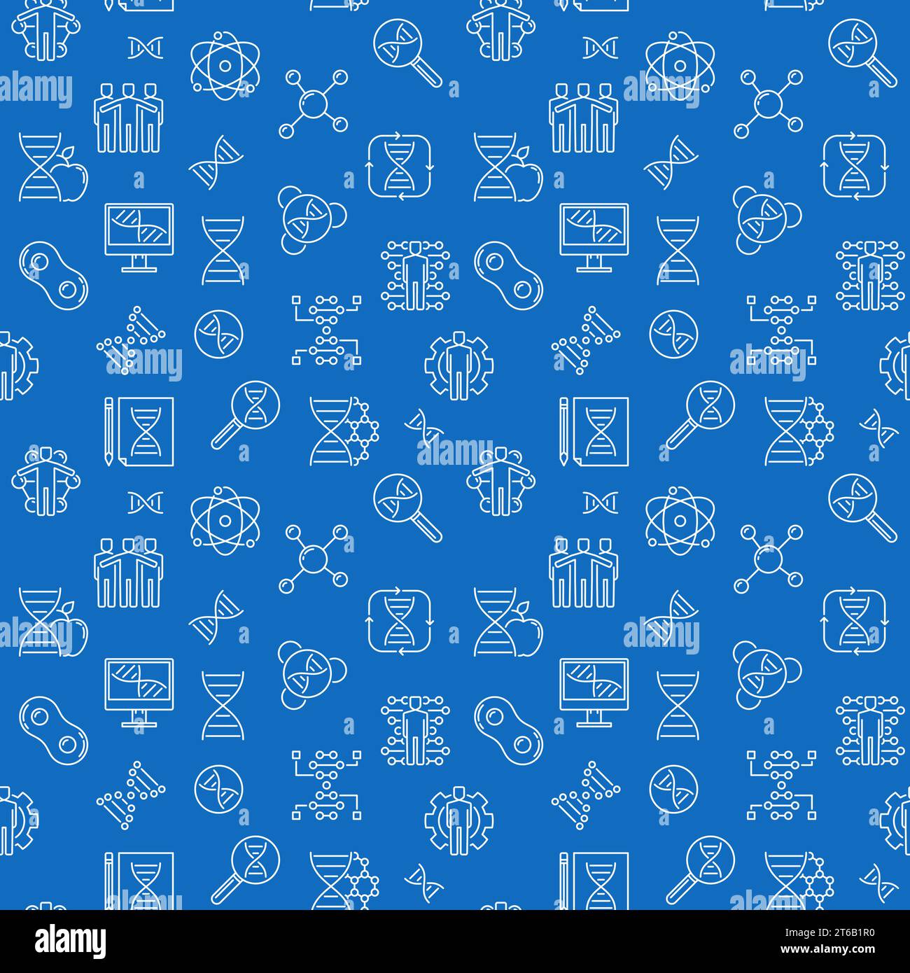 Cloning concept outline vector seamless pattern with blue background Stock Vector Image & Art ...