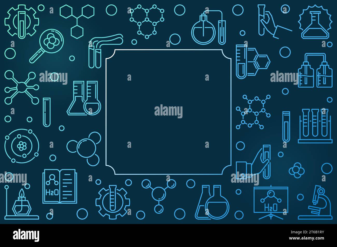 Chemistry outline blue modern frame with empty space for text. Vector ...