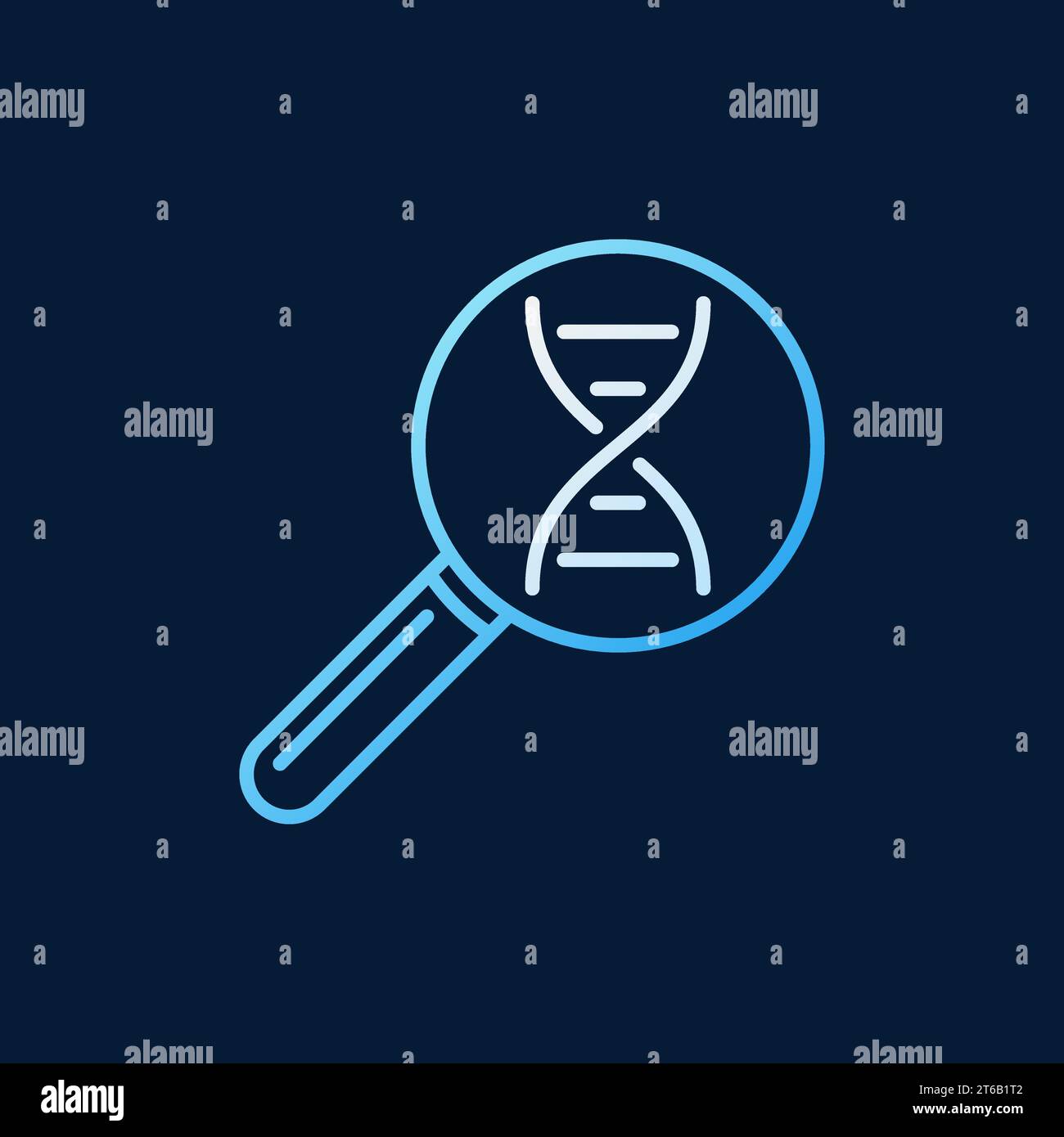 DNA in Magnifier vector colored line icon. DNA Analysis or Genetic ...