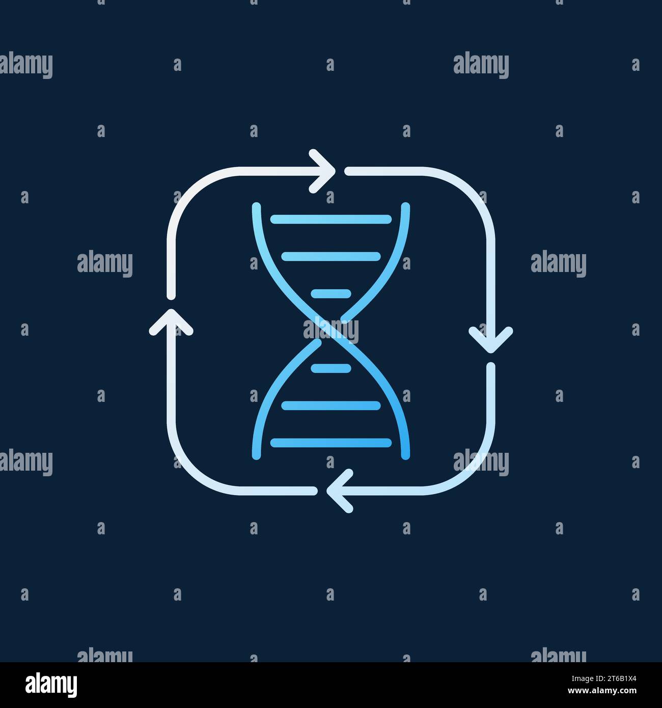 DNA inside Arrows vector concept colored outline icon on dark ...