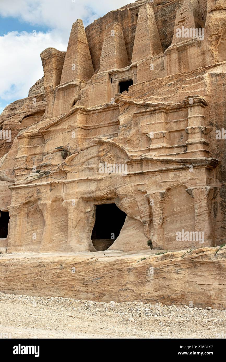 View of the temple carved by man into a sandstone rock. Petra, Jordan ...
