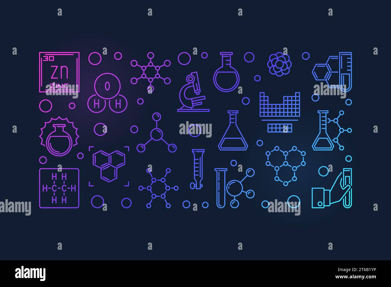 Science and Chemistry outline colorful banner - vector horizontal ...