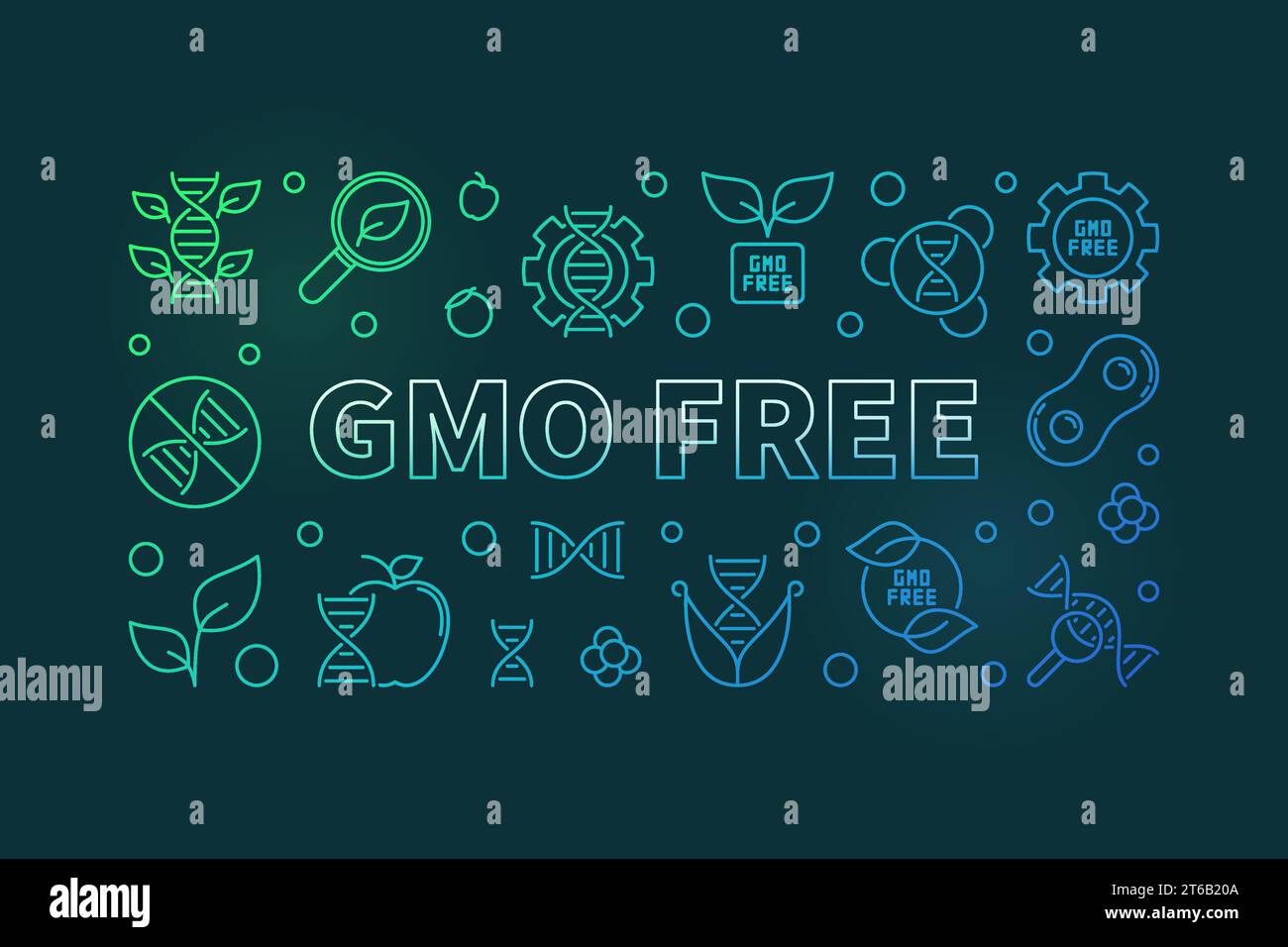 GMO Free vector colorful linear horizontal illustration on dark background Stock Vector Image ...