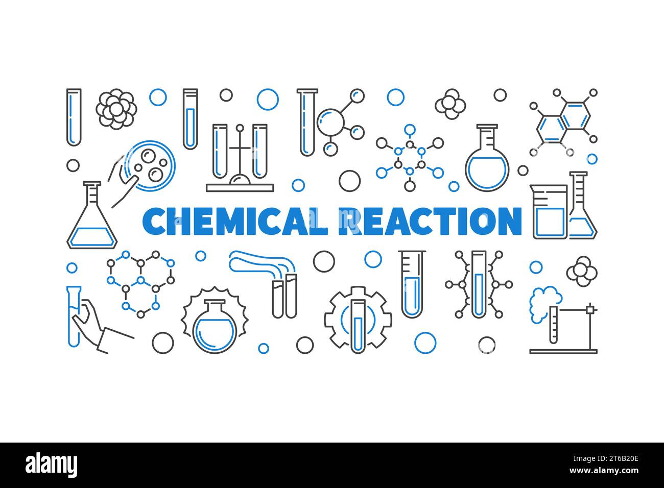 Chemical Reaction vector concept outline modern banner. Education and ...