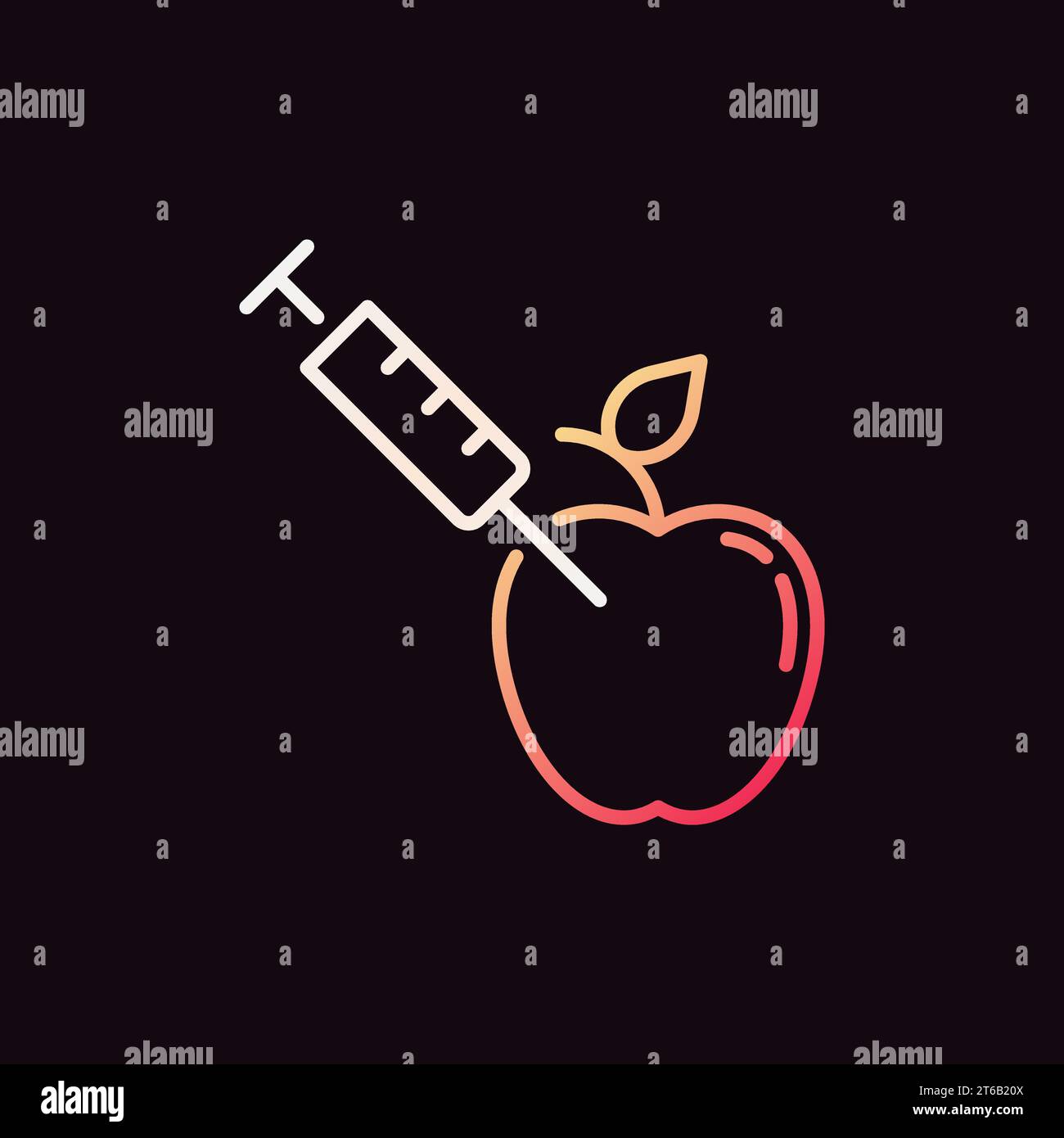 Apple with Syringe vector GMO outline colored icon or design element on ...
