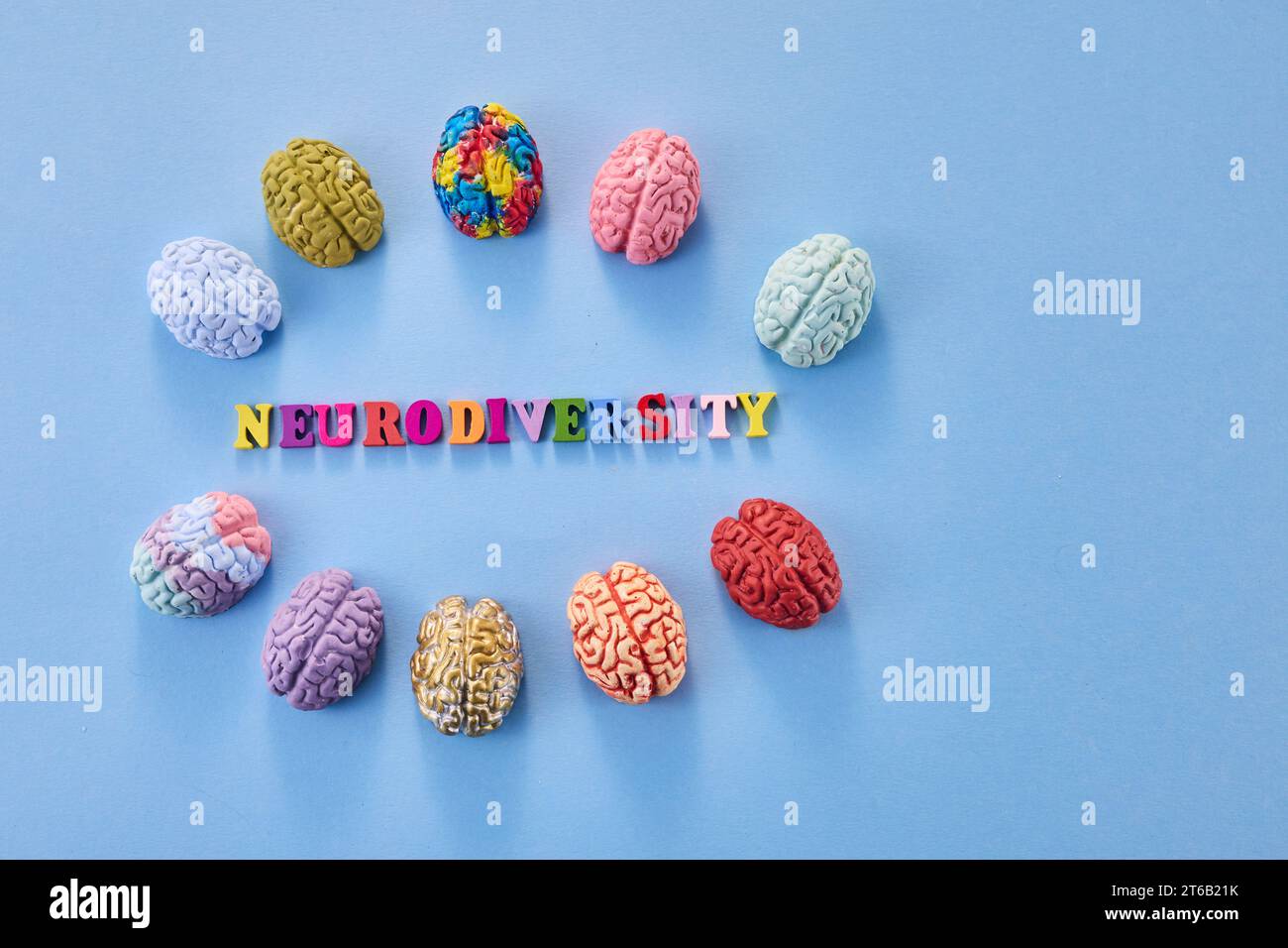 Neurodiversity concept. Multicolored figures of the brain Stock Photo ...