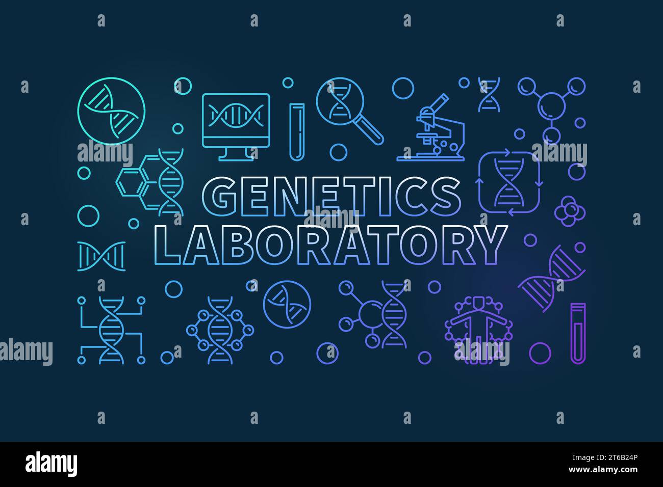 Genetics Laboratory vector colorful outline horizontal banner or ...
