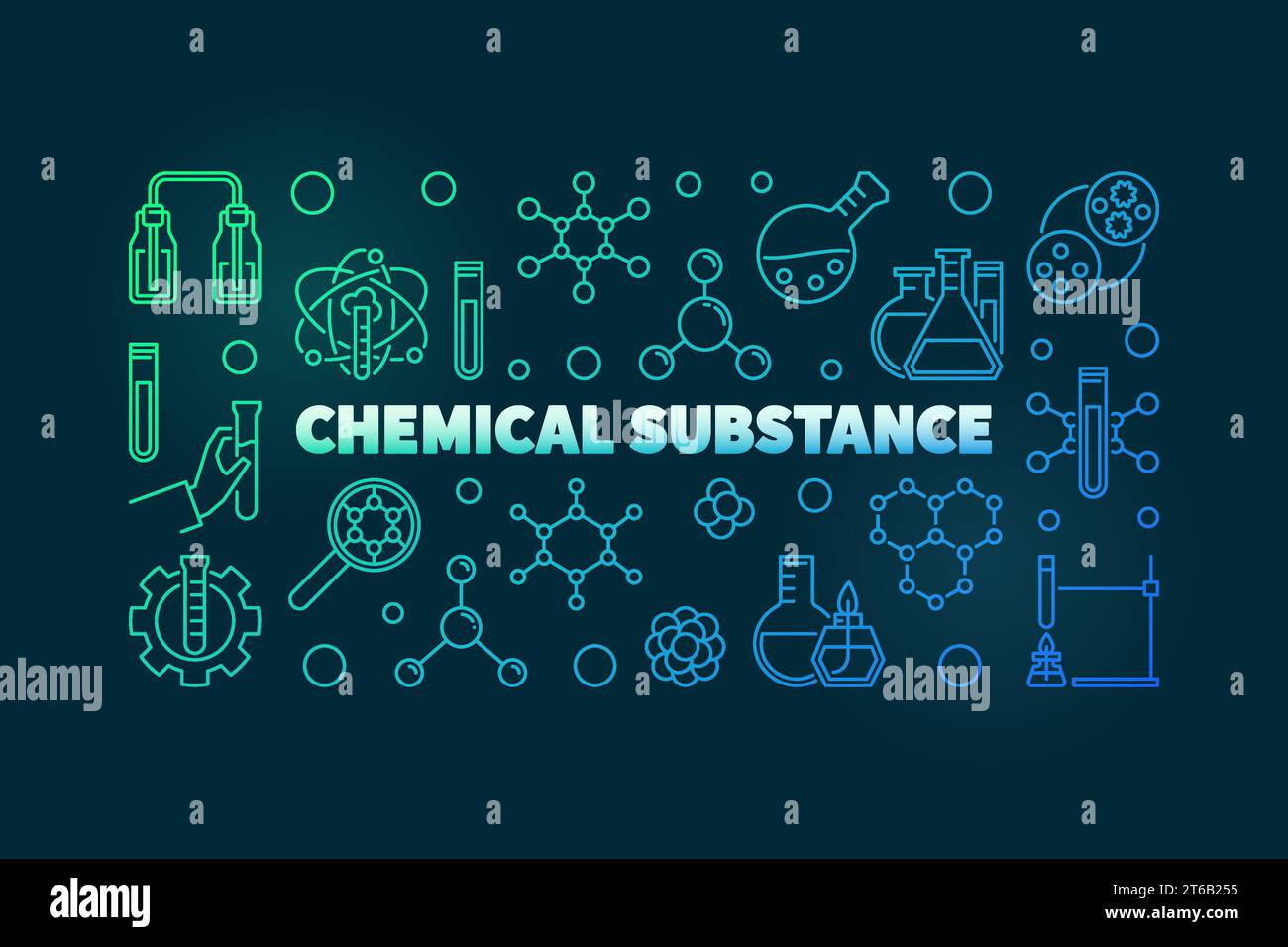 Chemical Substance vector colored concept linear illustration or banner ...