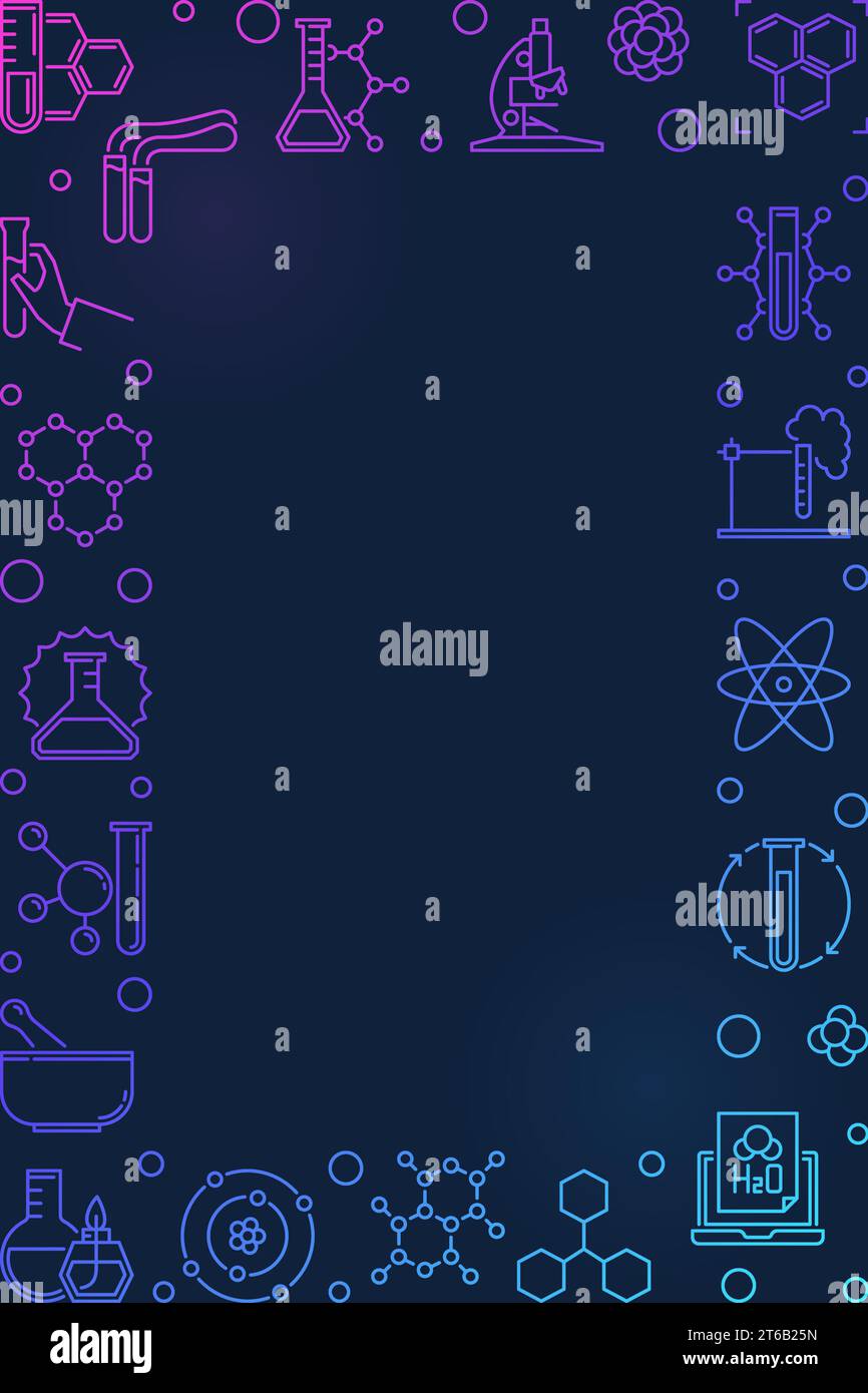 Chemistry colorful vertical background with chemical linear icons ...