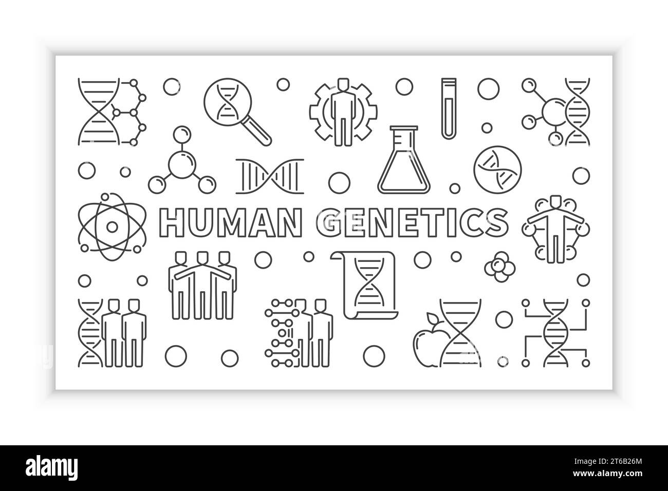 Human Genetics vector horizontal concept minimal illustration in ...