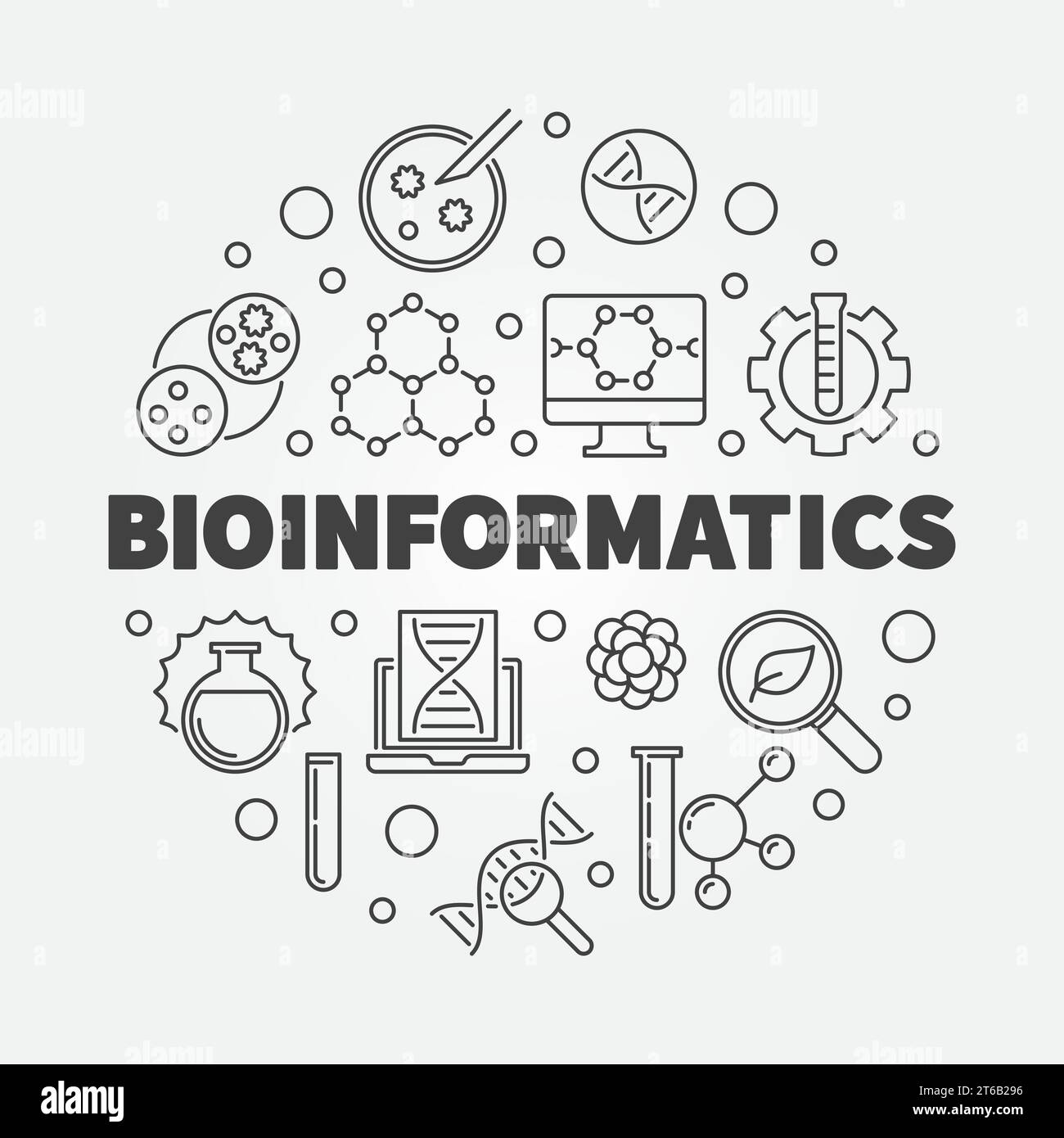 Bioinformatics Vector Round Concept Illustration In Thin Line Style Stock Vector Image And Art Alamy