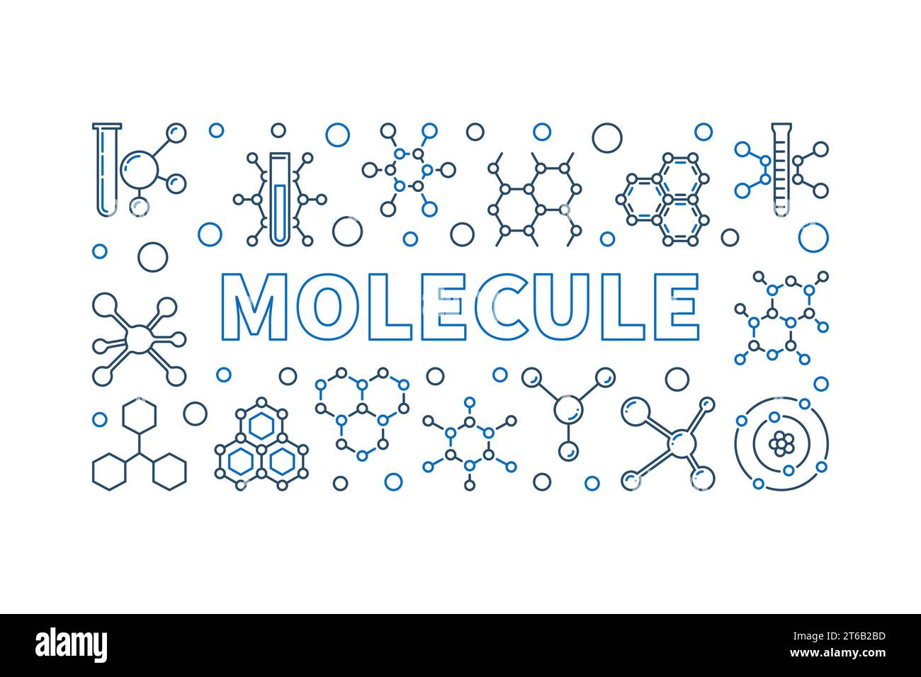Molecule vector linear horizontal illustration - chemistry concept ...