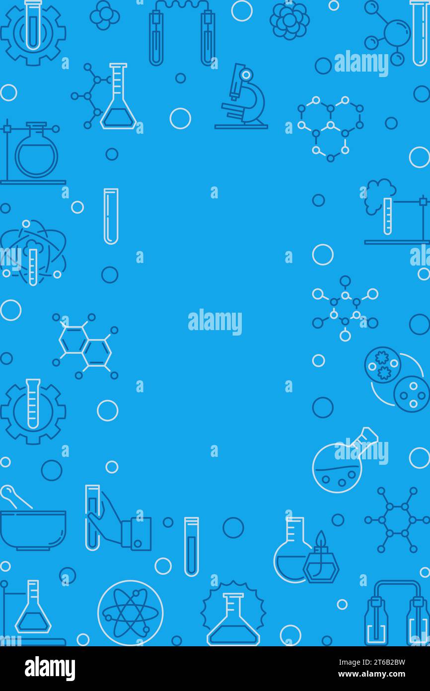 Chemistry blue modern vertical concept frame. Chemical vector ...