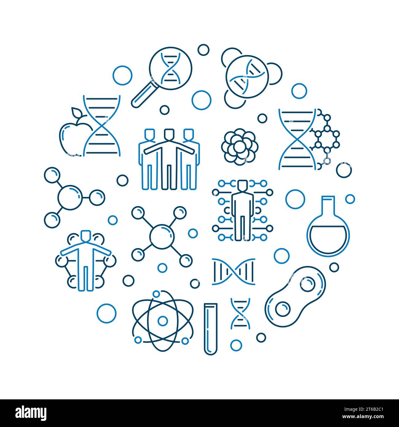 Human Genetic Engineering vector concept outline round illustration on ...