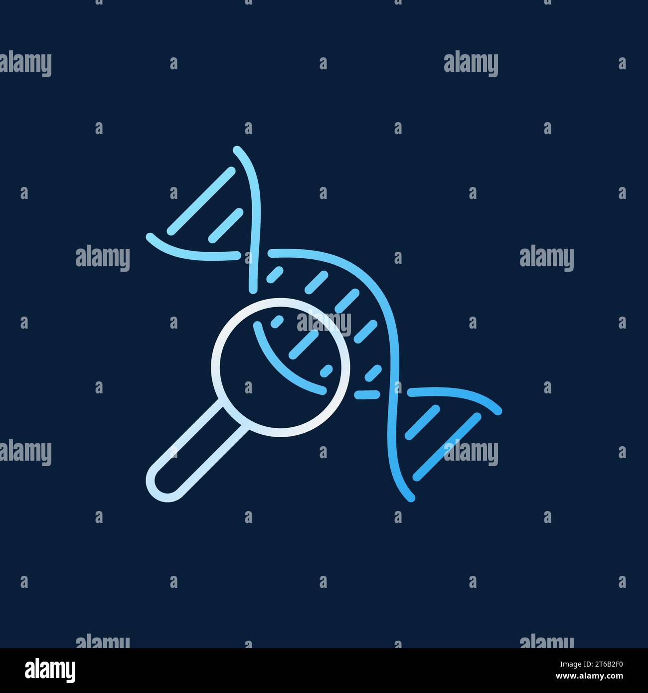 DNA in magnifying glass vector colorful outline icon. Genetic ...