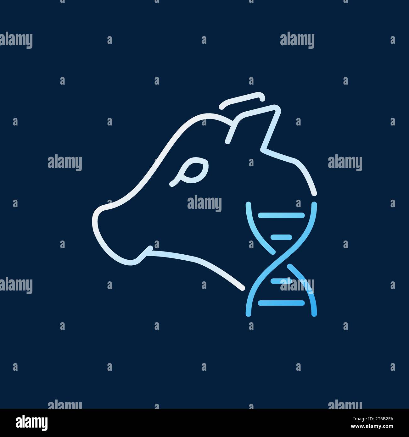 Cow with DNA vector colored concept outline icon or sign on dark ...