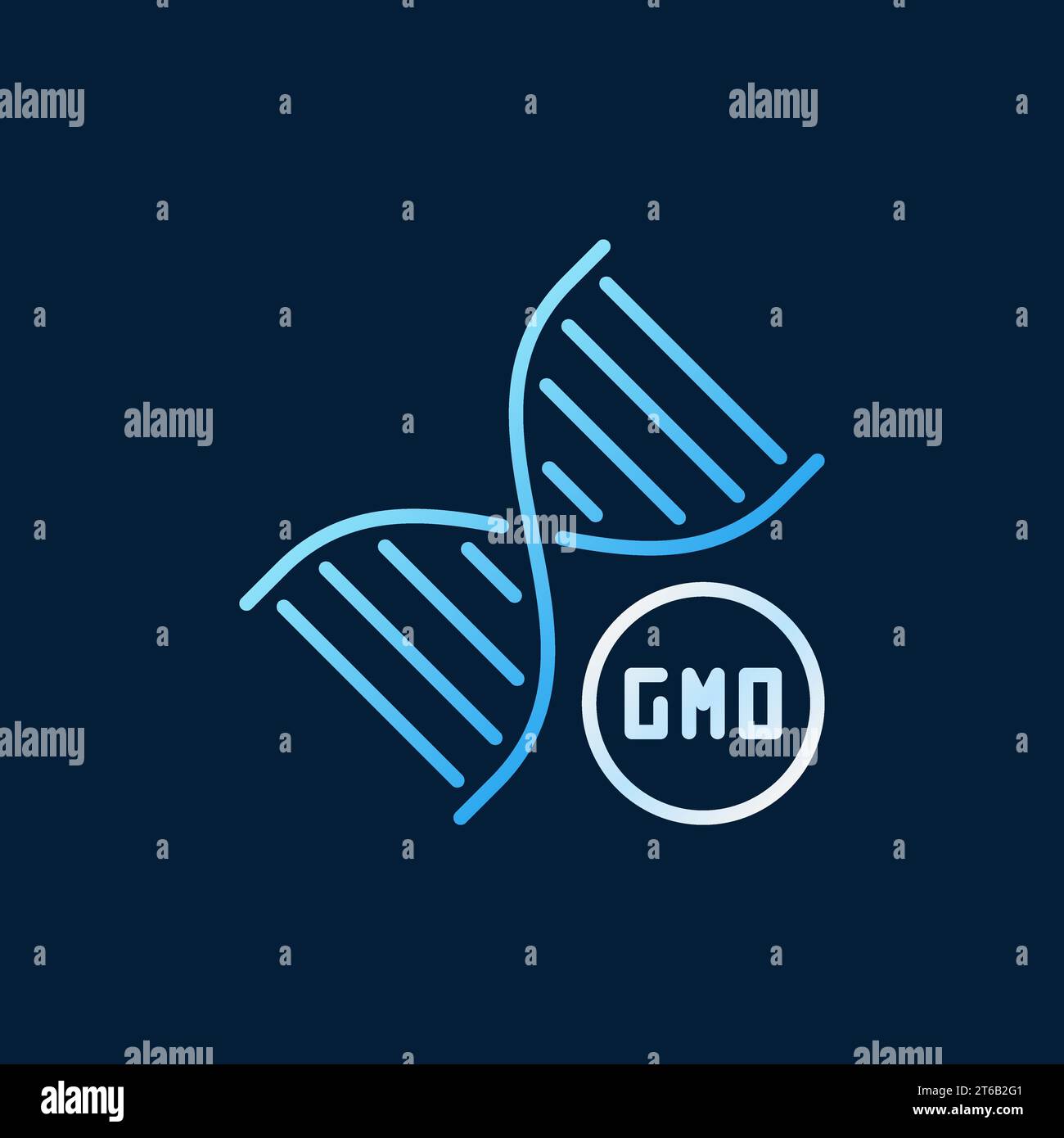 Genetically Modified Organism DNA vector colored outline icon or sign on dark background Stock ...