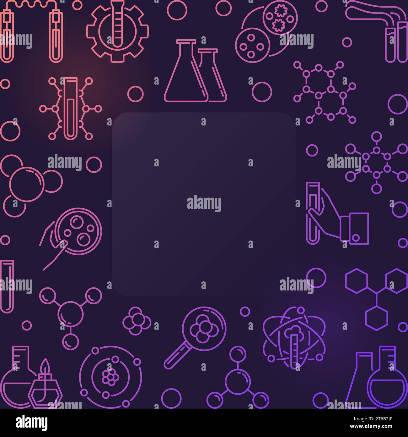 Colorful Chemistry vector concept square outline frame with empty space ...