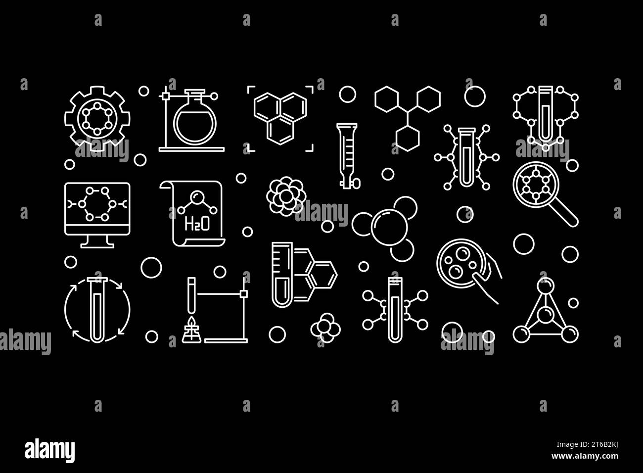 Vector Theoretical Chemistry concept outline illustration or horizontal ...