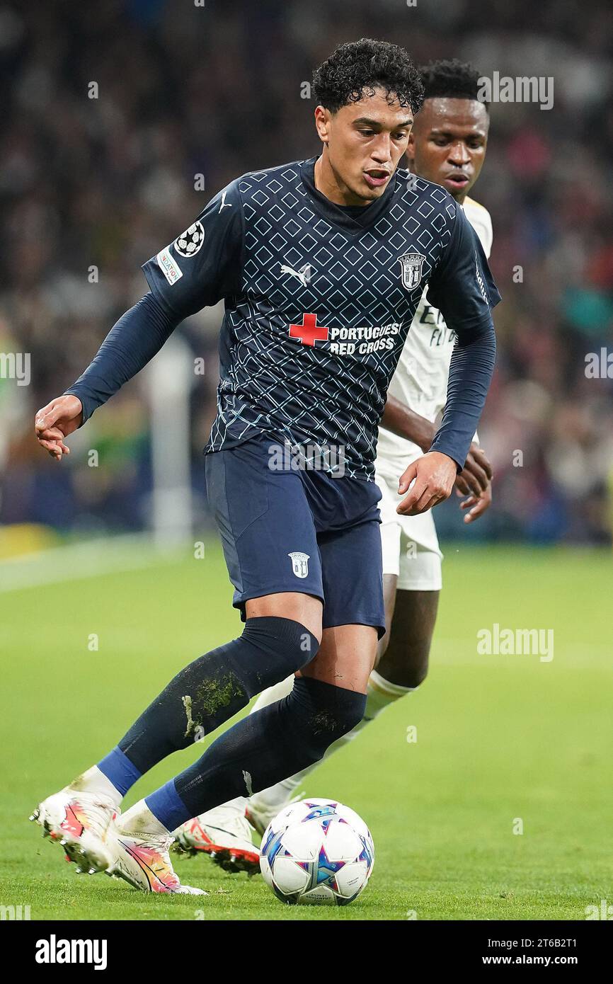 Madrid, Spain. 08th Nov, 2023. Real Madrid CF's Vinicius Junior (r) and ...