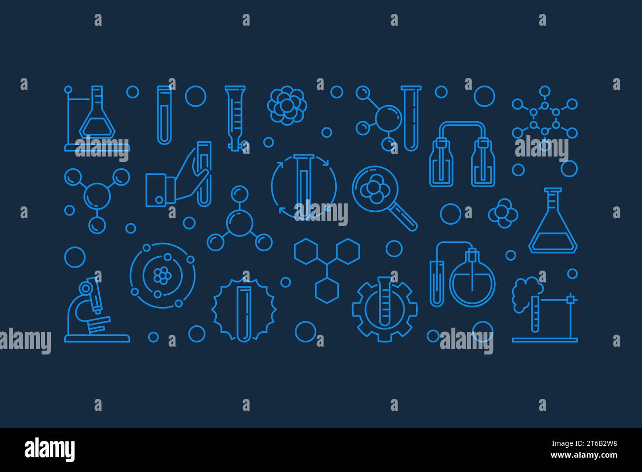 Vector Chemical Analysis outline illustration or horizontal banner ...