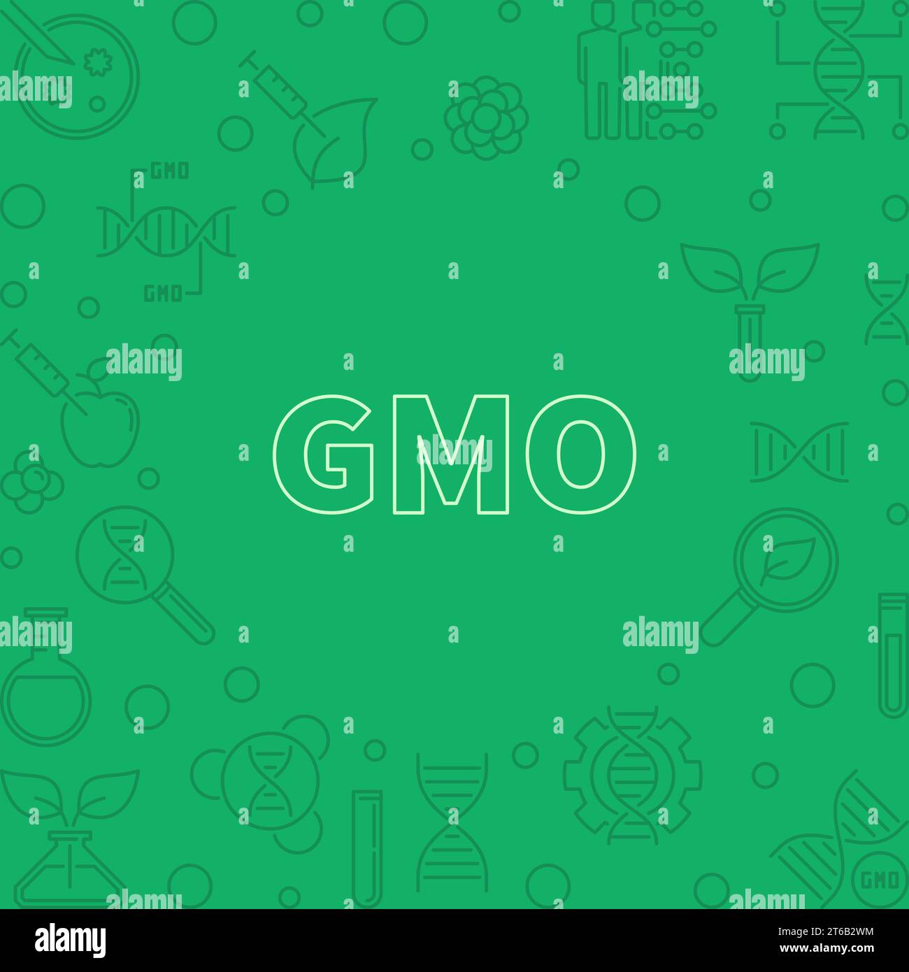 GMO vector green concept frame or illustration in thin line style Stock Vector Image & Art - Alamy