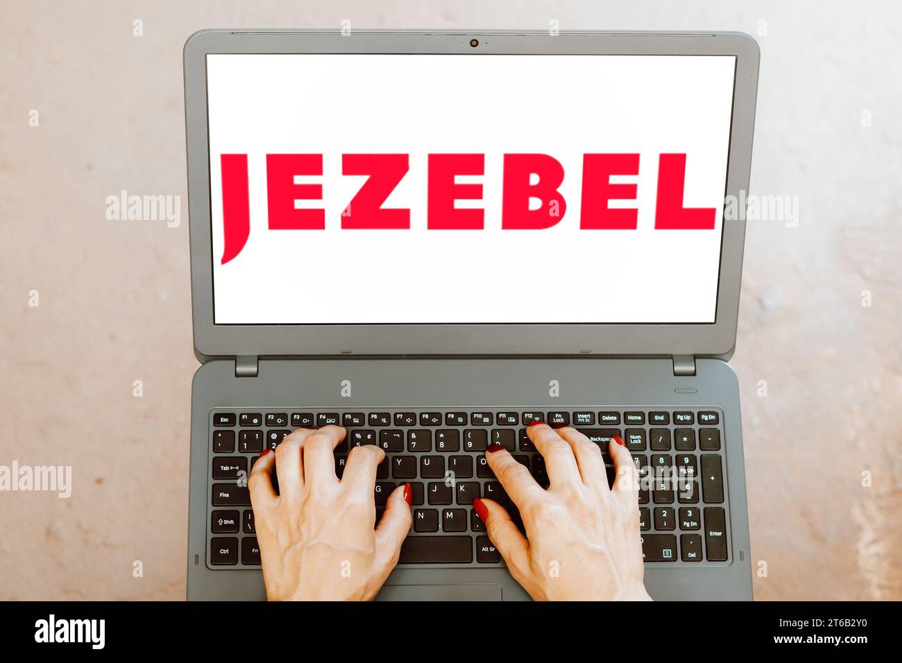 In this photo illustration, the Jezebel logo is displayed on a laptop ...