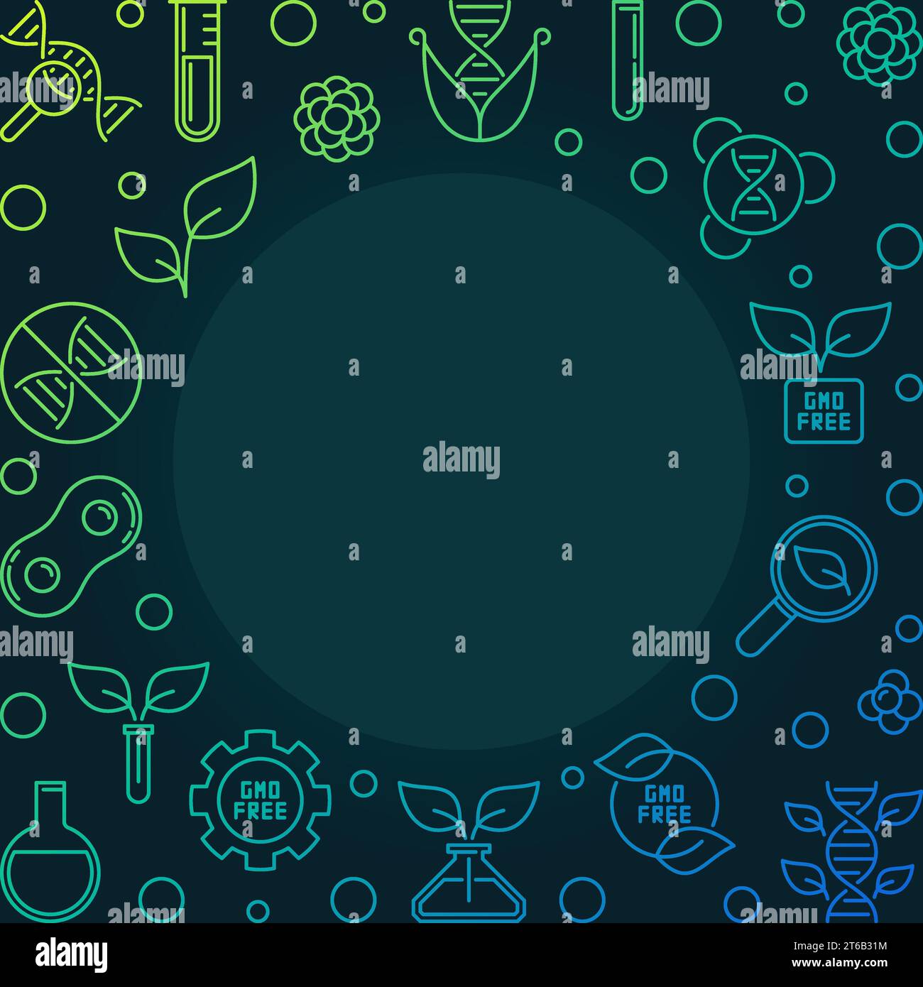 GMO Free vector colorful concept outline frame or illustration on dark background Stock Vector ...