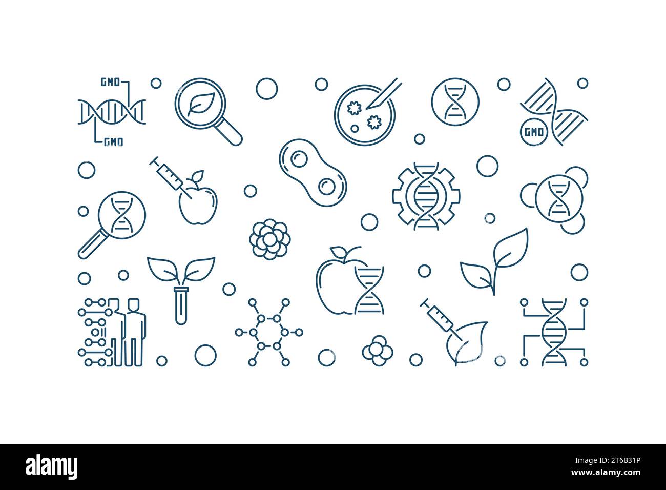 Genetically Modified Organism vector concept linear horizontal illustration Stock Vector Image ...