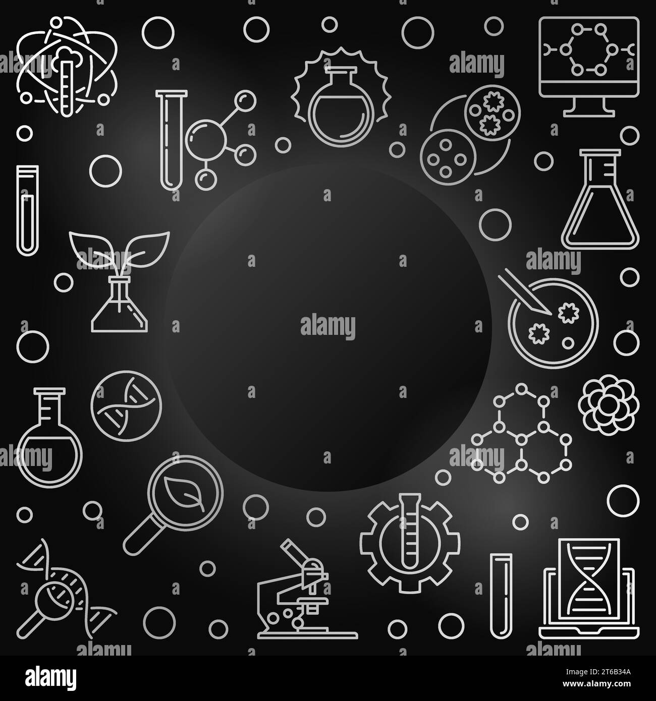 Vector Biotechnology outline concept frame - Biotech linear ...