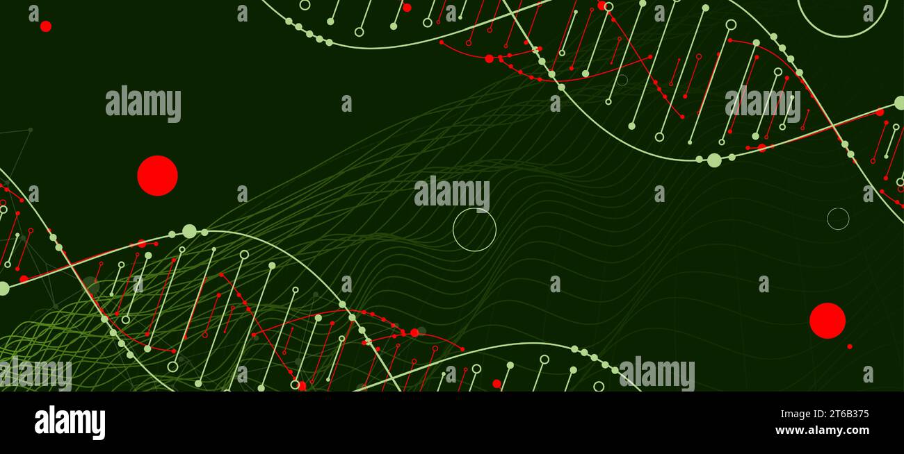 Hand drawn DNA abstract molecule. Medical science, genetic ...