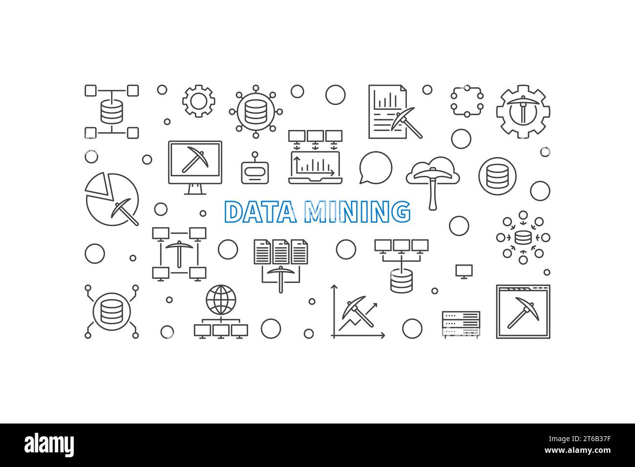 Data Mining Concept Outline Horizontal Banner Vector Illustration Stock Vector Image And Art Alamy