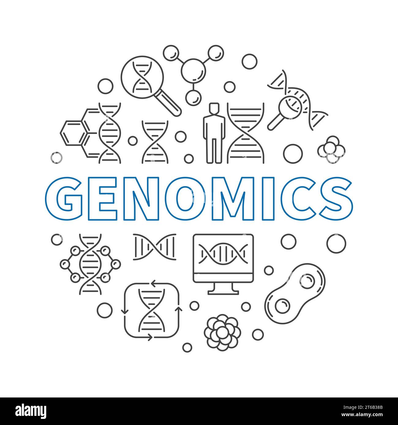 Genomics vector round biology concept illustration in thin line style ... Genomics vector round biology concept illustration in thin line style ...