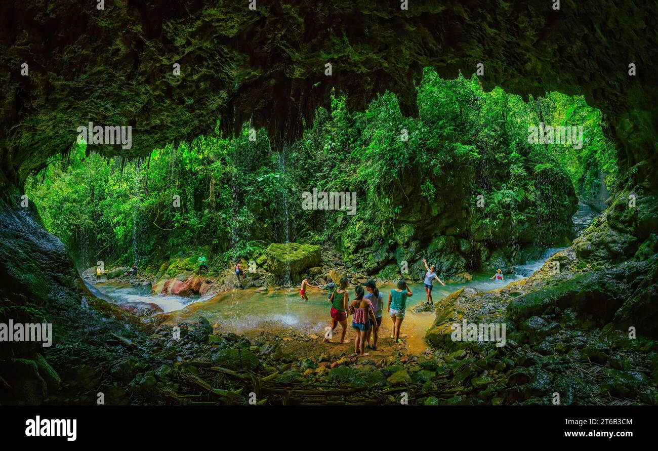 A cavern near the river where people relax Stock Photo - Alamy
